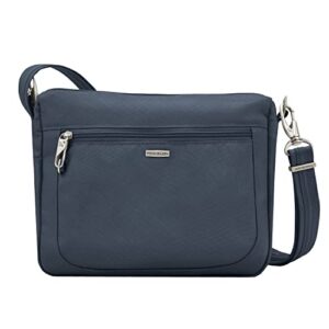 travelon women’s classic anti-theft small east/west crossbody bag, midnight, 10.5 x 8 x 2.5