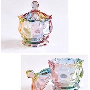 SOCOSY Royal Embossed Clear Glass Apothecary Jar With Lids , Candy Jar Containers Wedding Candy Buffet Jars Crystal Jewelry Box Food Jar 7oz (Flower)