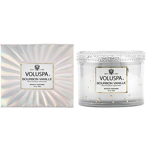 Voluspa Bourbon Vanille Candle | Corta Maison Boxed Glass | 11 Ounces | 45 Hour Burn Time | Vegan | Proprietary Coconut Wax and All Natural Wicks for a Cleaner Burn