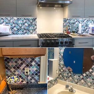 STICKGOO 10-Sheet Teal Arabesque Tile Peel and Stick Backsplash, 12”X12” Self Adhesive Wall Tiles, Stick on Backsplash for Kitchen & Bathroom (Pack of 10, Thicker Design)