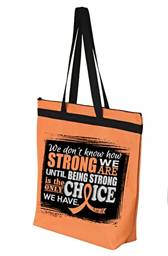 Fight Like a Girl How Strong We Are Darcey Tote Bag for Leukemia, Multiple Sclerosis, Kidney Cancer Awareness - Orange Ribbon