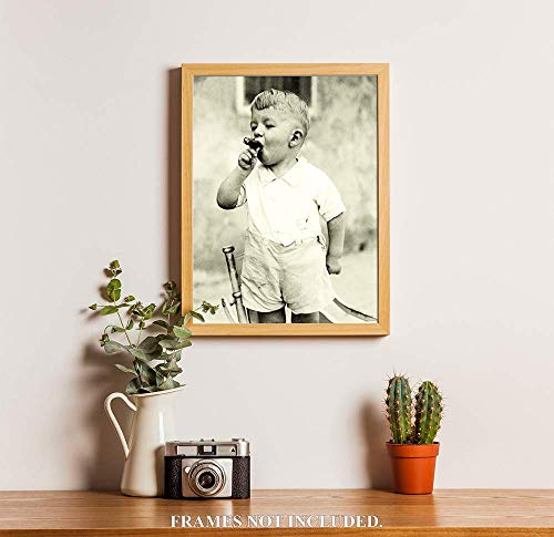 Photo Print of Young Boy Smoking Cigar - 11 x 14 Unframed Print - Unusual Art Prints