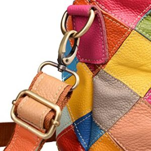 Heshe Womens Multi-color Leather Shoulder Bag Hobo Tote Handbag Cross Body Purse (Colorful-2B4029)