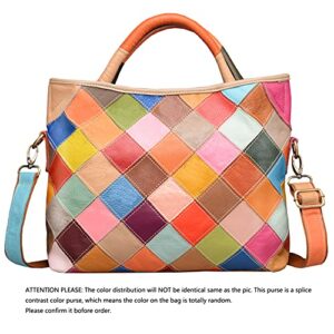 Heshe Womens Multi-color Leather Shoulder Bag Hobo Tote Handbag Cross Body Purse (Colorful-2B4029)