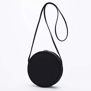 YONBEN Small Canvas Round Crossbody Wallet, Fashion Crossbody Purse Bag (Black)