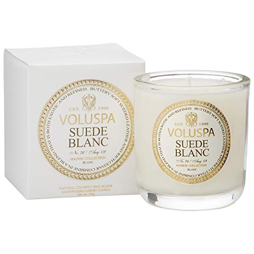 Voluspa Classic Boxed Votive Candle, Suede Blanc, 3 Ounce