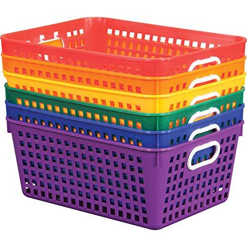 Really Good Stuff - 666002 Plastic Storage Baskets for Classroom or Home Use - Fun Rainbow Colors - 13" x 10" (Set of 6)