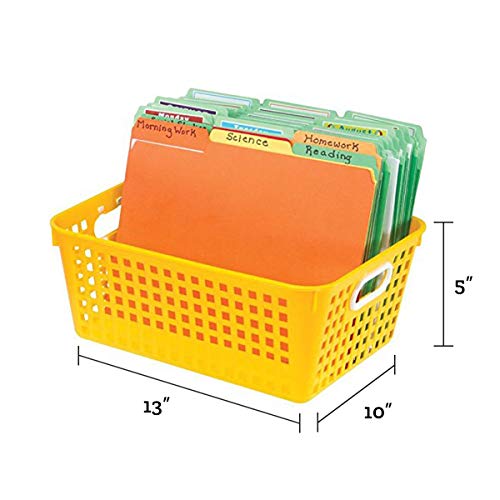 Really Good Stuff - 666002 Plastic Storage Baskets for Classroom or Home Use - Fun Rainbow Colors - 13" x 10" (Set of 6)