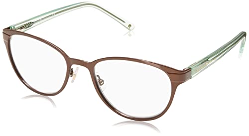 Kate Spade New York Women's Ebba Oval Reading Glasses, Brown Mint 2.0/Clear Prescription, 50 mm + 2