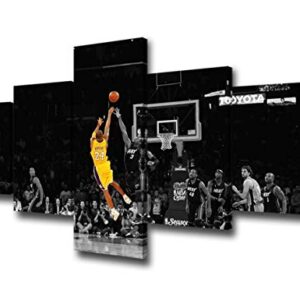 Black and Yellow Background Match Wall Art Painting Basketball Player Kobe Bryant of Lakers at Staples Center in Los Angeles Pictures Print On Canvas for Home Decoration Ready to Hang -50"W x 24"H