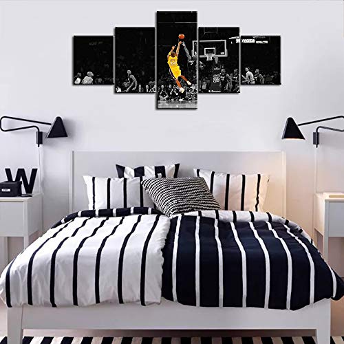 Black and Yellow Background Match Wall Art Painting Basketball Player Kobe Bryant of Lakers at Staples Center in Los Angeles Pictures Print On Canvas for Home Decoration Ready to Hang -50"W x 24"H