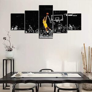 Black and Yellow Background Match Wall Art Painting Basketball Player Kobe Bryant of Lakers at Staples Center in Los Angeles Pictures Print On Canvas for Home Decoration Ready to Hang -50"W x 24"H