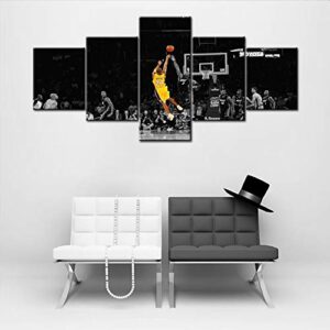 Black and Yellow Background Match Wall Art Painting Basketball Player Kobe Bryant of Lakers at Staples Center in Los Angeles Pictures Print On Canvas for Home Decoration Ready to Hang -50"W x 24"H