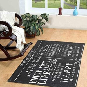 Chesapeake Paris Printed Cotton House Rules Typography Accent Rug (24''x36'')