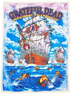 liquid blue men’s grateful dead ship of fools warm coral fleece throw blanket, multicolor, 50″ x 60″