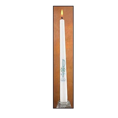 Chi Rho Baptismal Taper Candle, 10 Inch