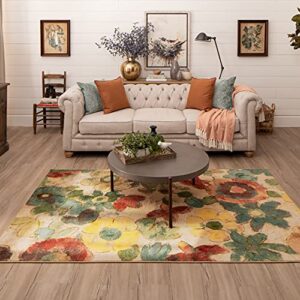 Mohawk Home Aurora Wildflower Light Multicolor Floral Printed Area Rug, 5' x 8', Multicolor