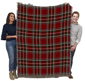 pure country weavers plaid blanket stewart royal tartan – patterns gift tapestry throw woven from cotton – made in the usa (72×54)