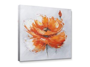 niwo art – orange poppies, flower canvas wall art home decor,framed ready to hang