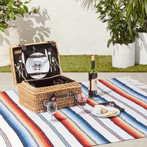 PICNIC TIME Disney Picnic 2, Wicker Picnic Basket - Picnic Set, Mickey & Minnie - Black