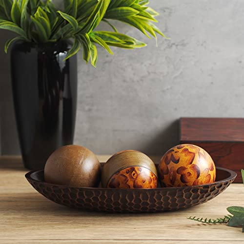 Hosley Honeycomb Wood Decor Bowl is 14.3 Inch Long for Orbs or Dried Potpourri and is an Ideal Gift for Library Den Dorm Home Weddings Spa Reiki Meditation O3