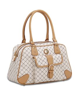 rioni signature satchel organizer handbag purse – signature natural cream