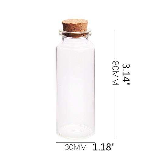 Danmu 12Pcs 40ml 1.18" x 3.14" Mini Glass Bottles, Mini Bottles, Mini Vials, Jars with Wood Cork Stoppers, Tiny Vials, Wish Bottles, Message Bottles for Wedding Favors, Baby Shower Favors, DIY Craft