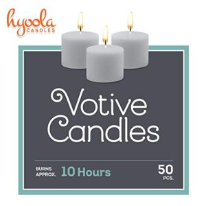 Hyoola Votive Candles - 10 Hour Burn Time - Unscented Candles Votives Bulk - Pack of 50 White Candles - European Made