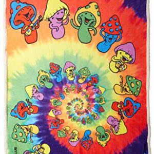 Liquid Blue Mens Spiral Shrooms Hippy Tie Dye Warm Coral Fleece Throw Blanket, Multicolor, 50 X 60 US