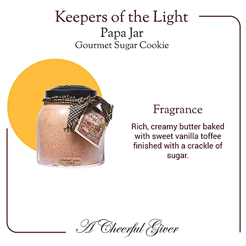 A Cheerful Giver — Gourmet Sugar Cookie - 34oz Papa Scented Candle Jar with Lid - Keepers of the Light - 155 Hours of Burn Time, Gift for Women, Brown