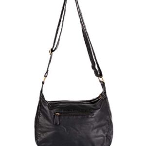 KARLA HANSON Charlotte Pre-Washed Women's Crossbody Hobo Organizer Bag (Black)