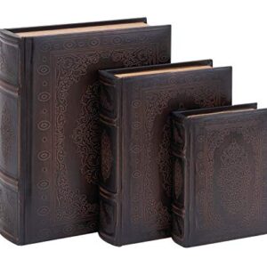 Deco 79 Traditional Wood Rectangle Box, Set of 3 13", 10", 8"H, Dark Brown