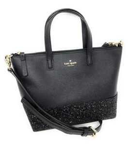 kate spade new york ina greta court glitter crossbody bag top handle handbag (black)