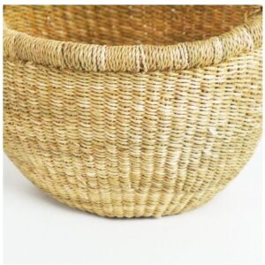 Bolga Baskets International Small Market Basket w/ Leather Wrapped Handle (NATURAL)