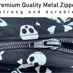 FULLY LINED Skull Hippie Hobo Sling Crossbody Bag - Large Front Phone Pocket - Metal Zippers