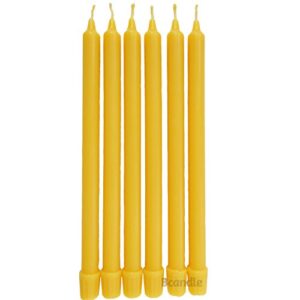 bcandle 100% pure beeswax candles organic hand made – 11 inches tall, 5/8 inch thick (set of 6)