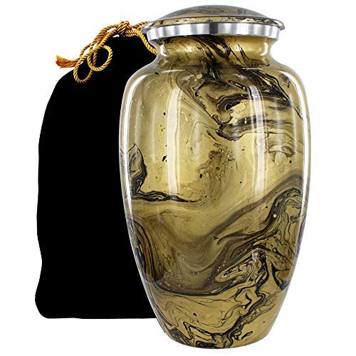 Trupoint Memorials Cremation Urns for Human Ashes - Decorative Urns, Urns for Human Ashes Female & Male, Urns for Ashes Adult Female, Funeral Urns - Golden, Large