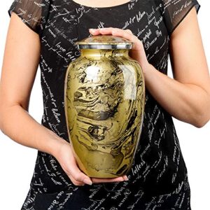 Trupoint Memorials Cremation Urns for Human Ashes - Decorative Urns, Urns for Human Ashes Female & Male, Urns for Ashes Adult Female, Funeral Urns - Golden, Large