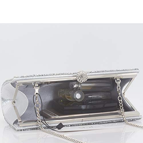 MagicLove Bling Evening Bag for Women Rhinestone Crystal Clutch Purse Silver