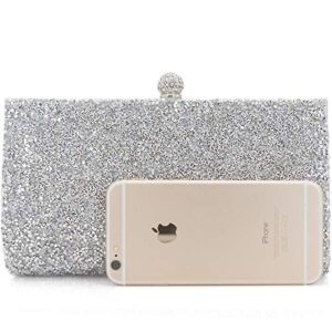 MagicLove Bling Evening Bag for Women Rhinestone Crystal Clutch Purse Silver