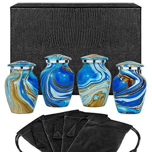 Trupoint Memorials Cremation Urns for Human Ashes - Decorative Urns, Urns for Human Ashes Female & Male, Urns for Ashes Adult Female, Funeral Urns - Ocean, 4 Small Keepsakes