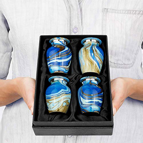 Trupoint Memorials Cremation Urns for Human Ashes - Decorative Urns, Urns for Human Ashes Female & Male, Urns for Ashes Adult Female, Funeral Urns - Ocean, 4 Small Keepsakes