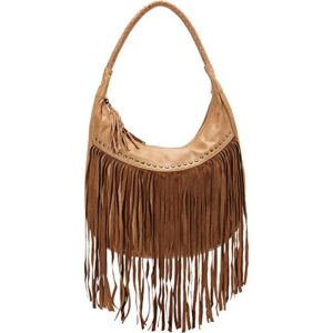 scully women’s fringe hobo bag tan one size