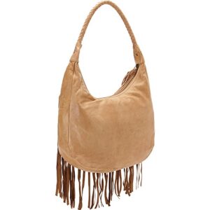 Scully Women's Fringe Hobo Bag Tan One Size