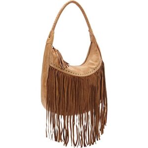 Scully Women's Fringe Hobo Bag Tan One Size