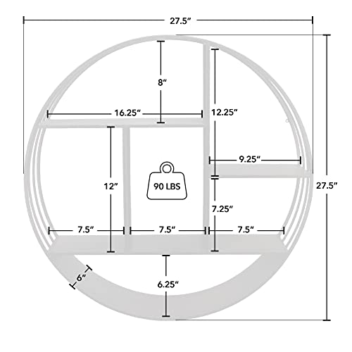 FirsTime & Co. Dark Silver Brody Wall Shelf, Round 3 Tier Wall Mounted Floating Shelf for Bathroom, Bedroom, Living Room Decor, Metal, Industrial, 27.5 inches