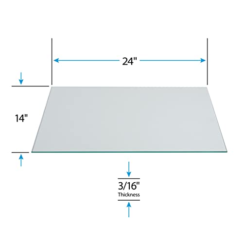 SSWBasics Tempered Glass Shelf - 14" W x 24" L x 3/16" - Set of 2