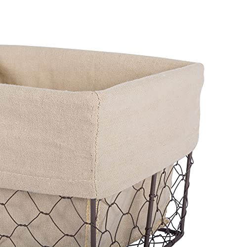 DII Farmhouse Chicken Wire Storage Baskets with Liner, Medium, Rustic Natural, 11x7.88x7", 2 Piece