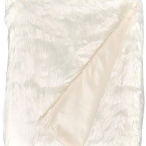 North End Decor Faux Fur Throw Blanket, Mongolian Long Hair White