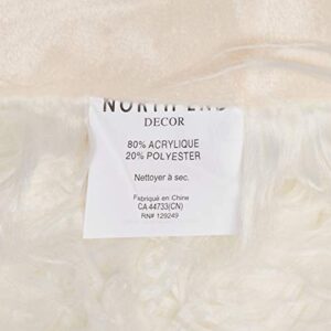 North End Decor Faux Fur Throw Blanket, Mongolian Long Hair White